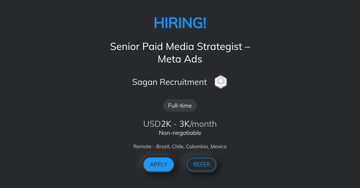 Senior Paid Media Strategist – Meta Ads at Sagan Recruitment | Torre