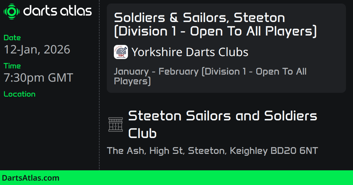Soldiers & Sailors, Steeton (Division 1 - Open To All Players)