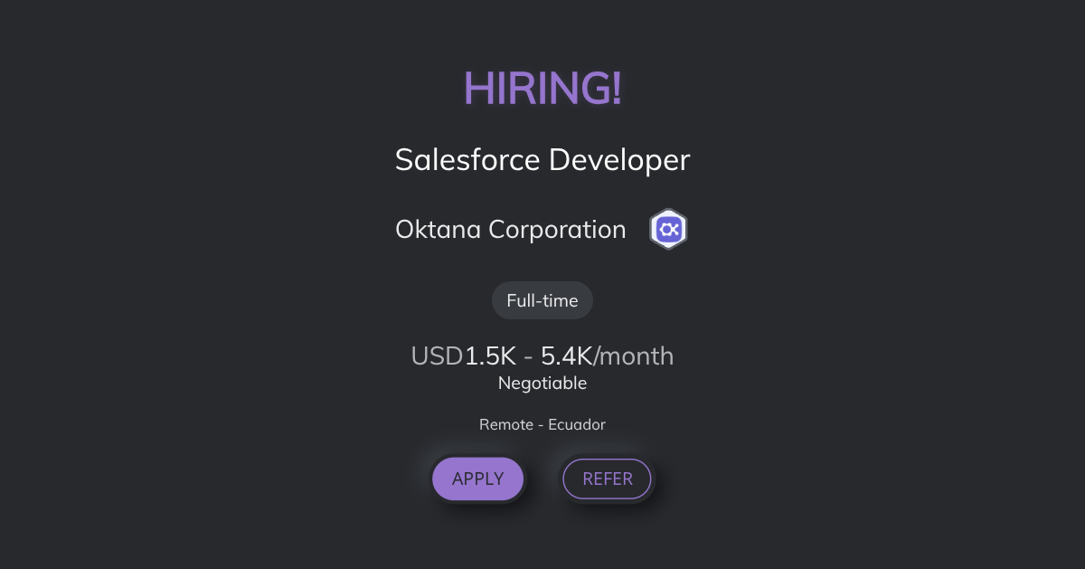 Salesforce Developer at Oktana Corporation | Torre