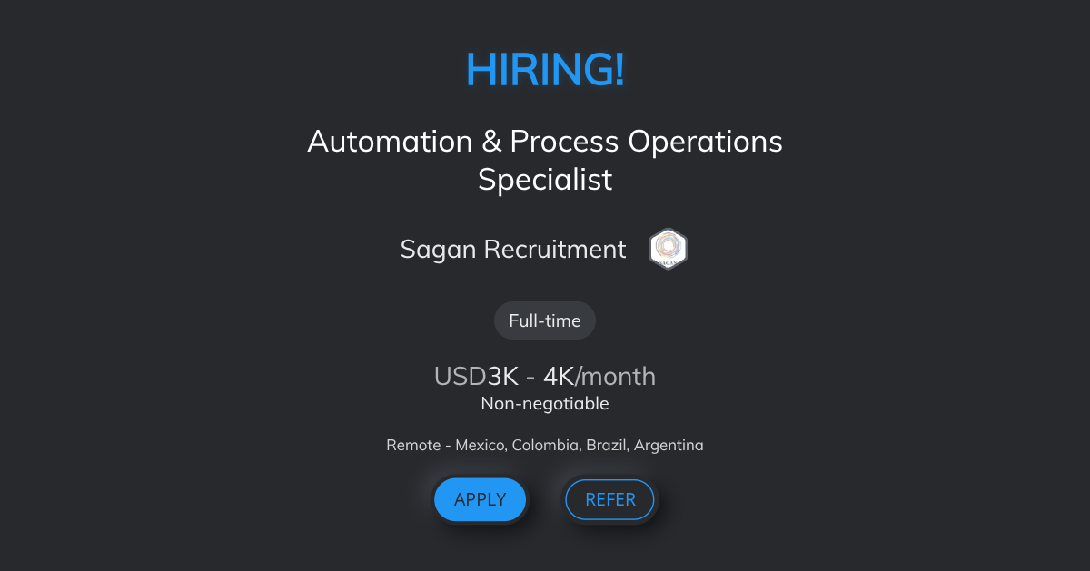Automation & Process Operations Specialist at Sagan Recruitment | Torre