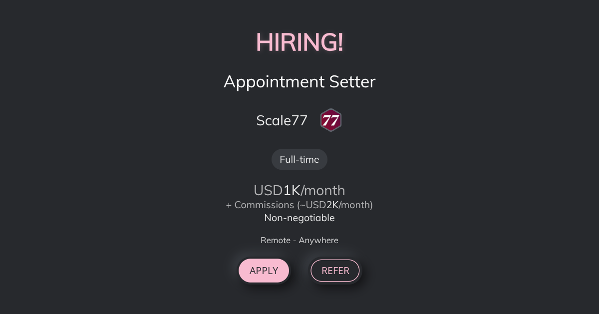 Appointment Setter at Scale77 | Torre