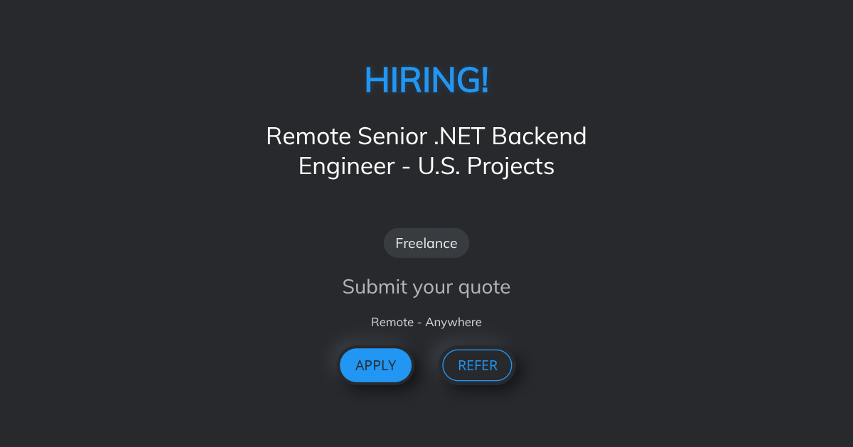 Remote Senior .NET Backend Engineer - U.S. Projects | Torre