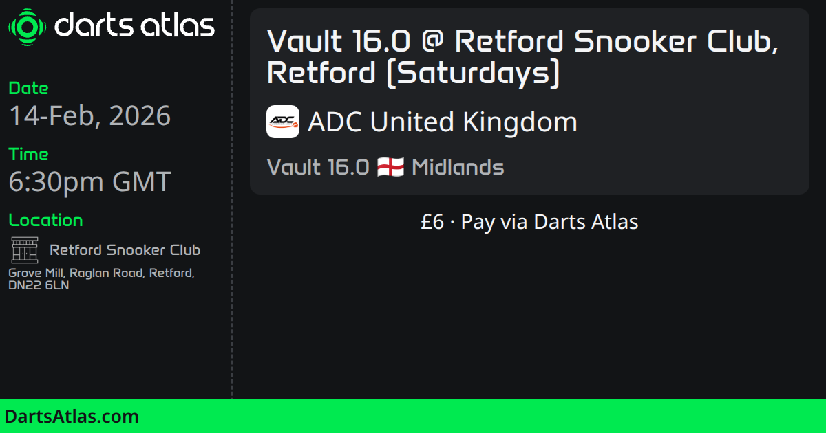 Vault 16.0 @ Retford Snooker Club, Retford (Saturdays)