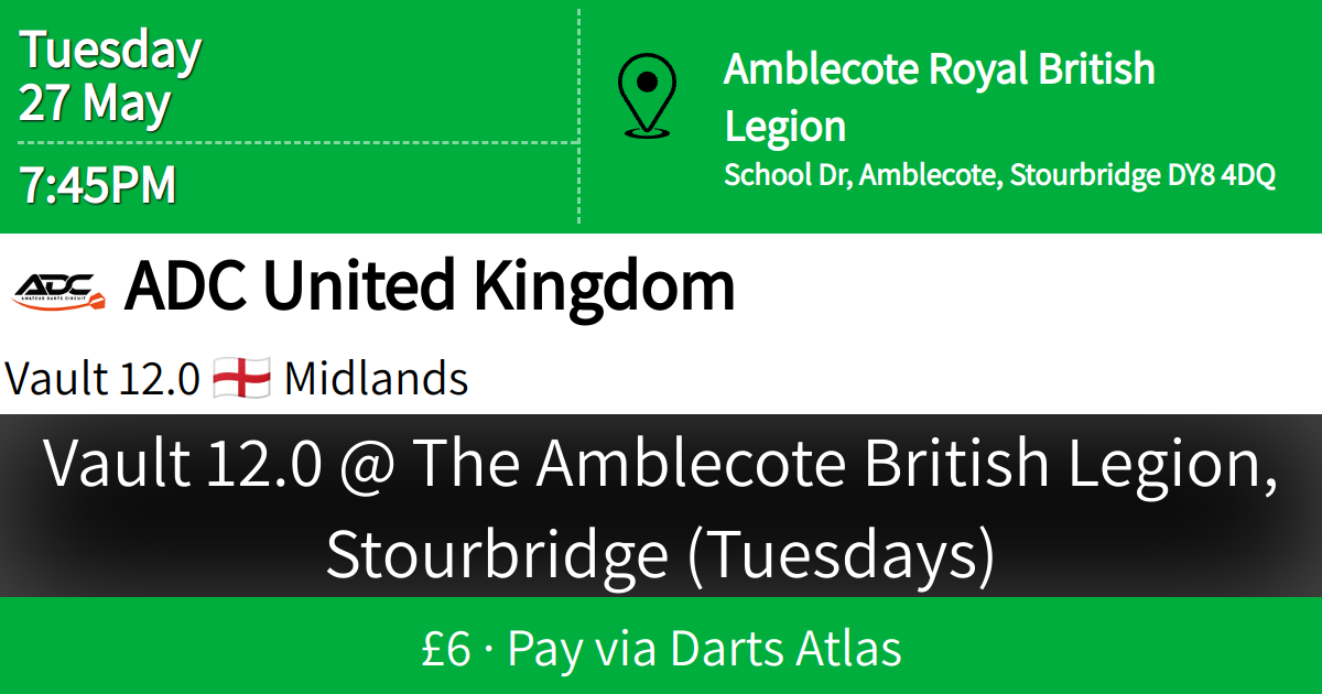 Vault 12.0 @ The Amblecote British Legion, Stourbridge (Tuesdays)