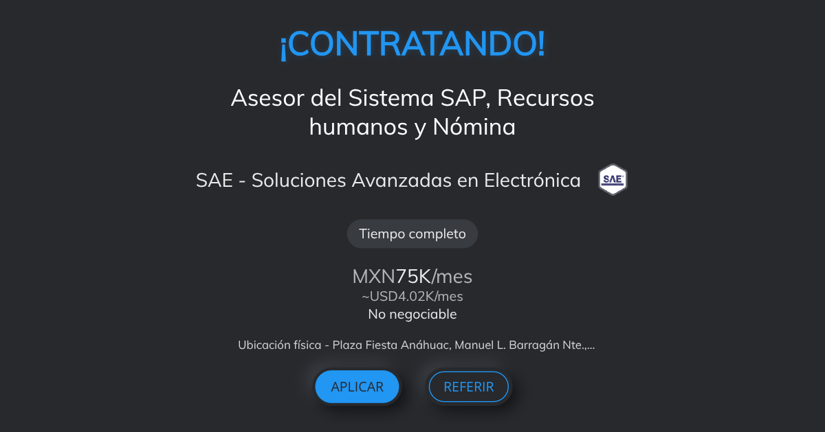 Asesor del Sistema SAP, Recursos humanos y Nómina en SAE - Soluciones ...
