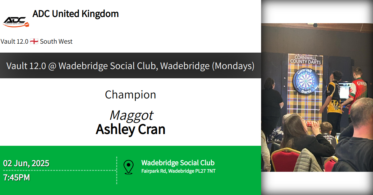 Vault 12.0 @ Wadebridge Social Club, Wadebridge (Mondays)