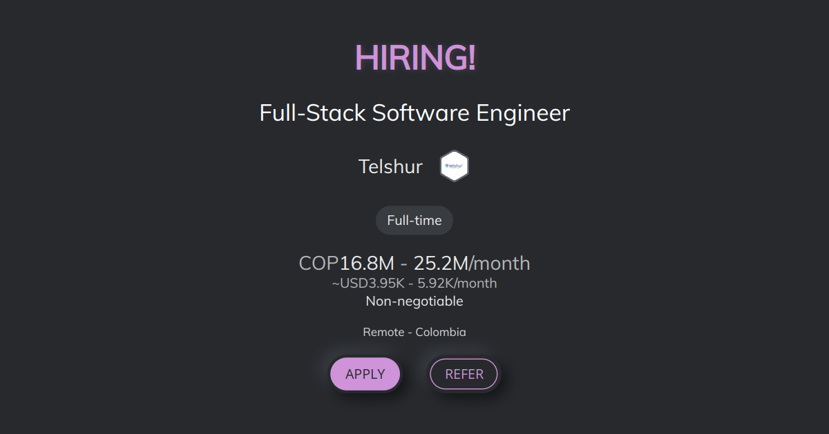 Full-Stack Software Engineer at Telshur | Torre
