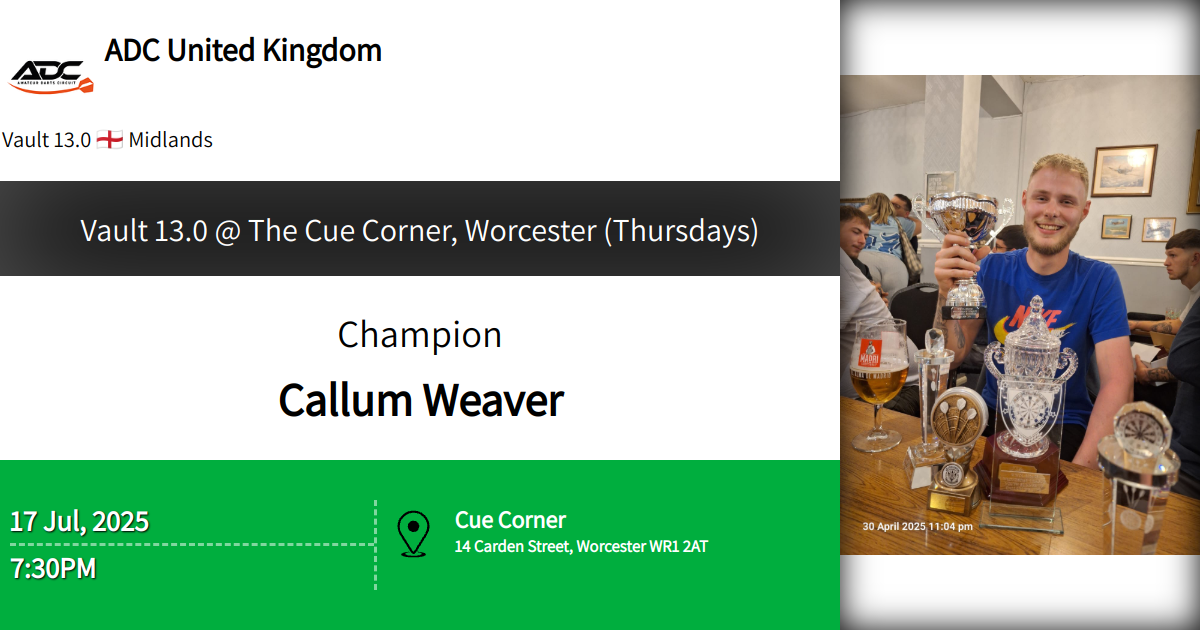 Vault 13.0 @ The Cue Corner, Worcester (Thursdays)
