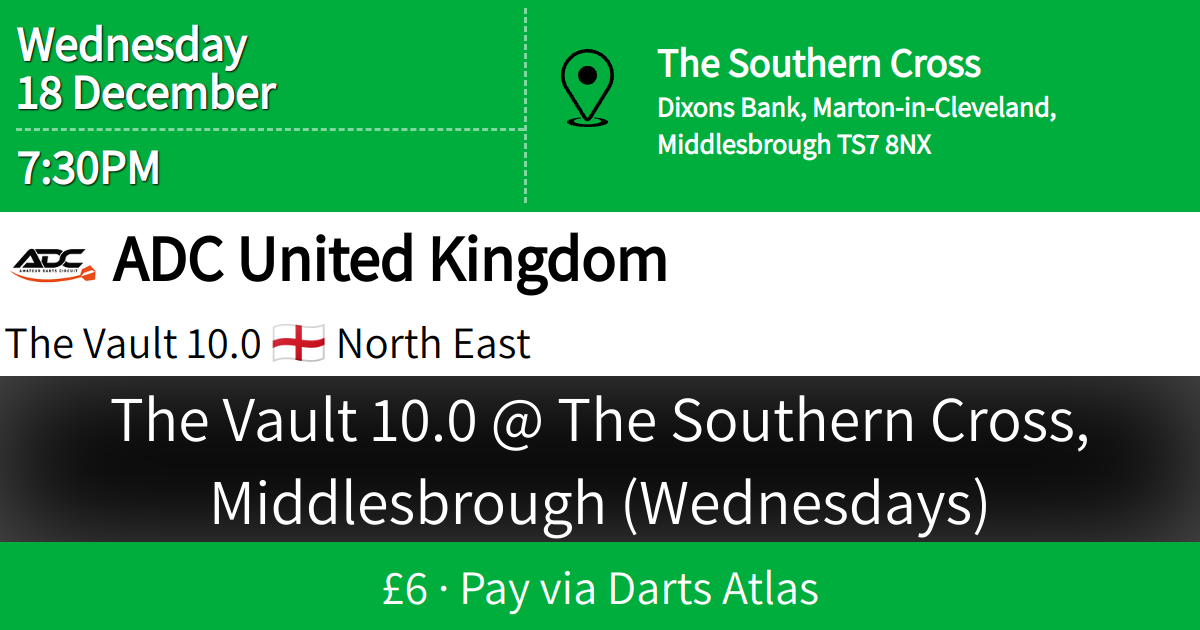 The Vault 10.0 @ The Southern Cross, Middlesbrough (Wednesdays)