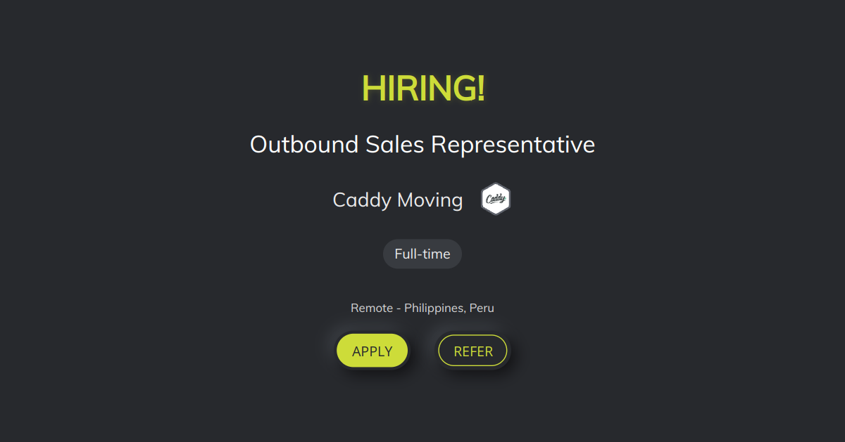 Outbound Sales Representative at Caddy Moving | Torre