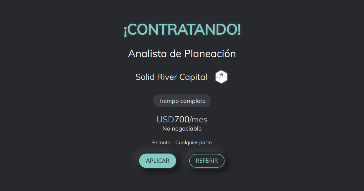 Analista de Planeación en Solid River Capital | Torre