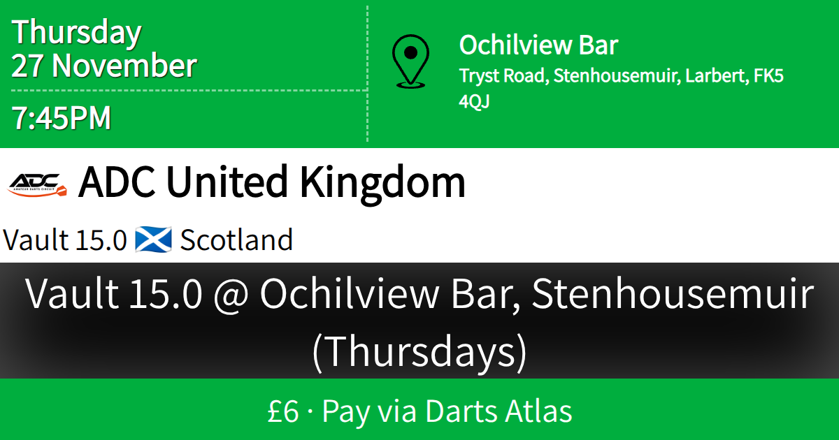 Vault 15.0 @ Ochilview Bar, Stenhousemuir (Thursdays)
