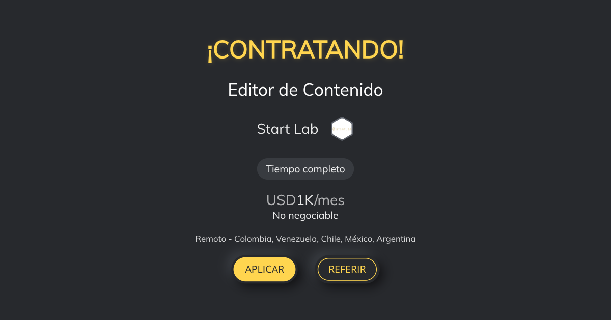 Editor de Contenido en Start Lab | Torre