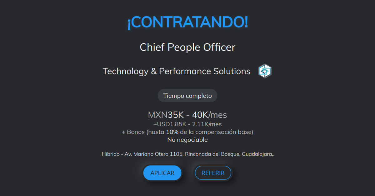 Chief People Officer en Technology & Performance Solutions | Torre