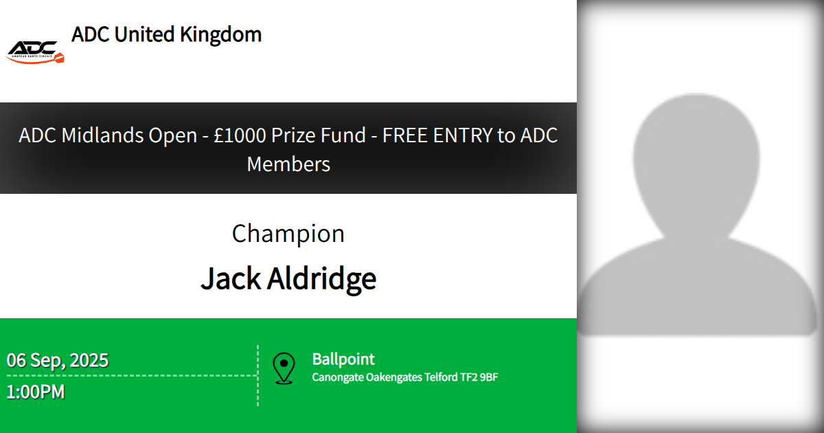 ADC Midlands Open - £1000 Prize Fund - FREE ENTRY to ADC Members