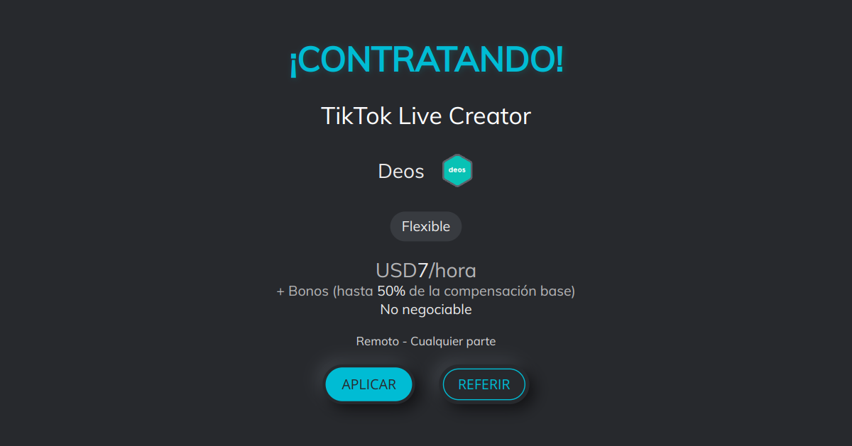 TikTok Live Creator en Deos | Torre