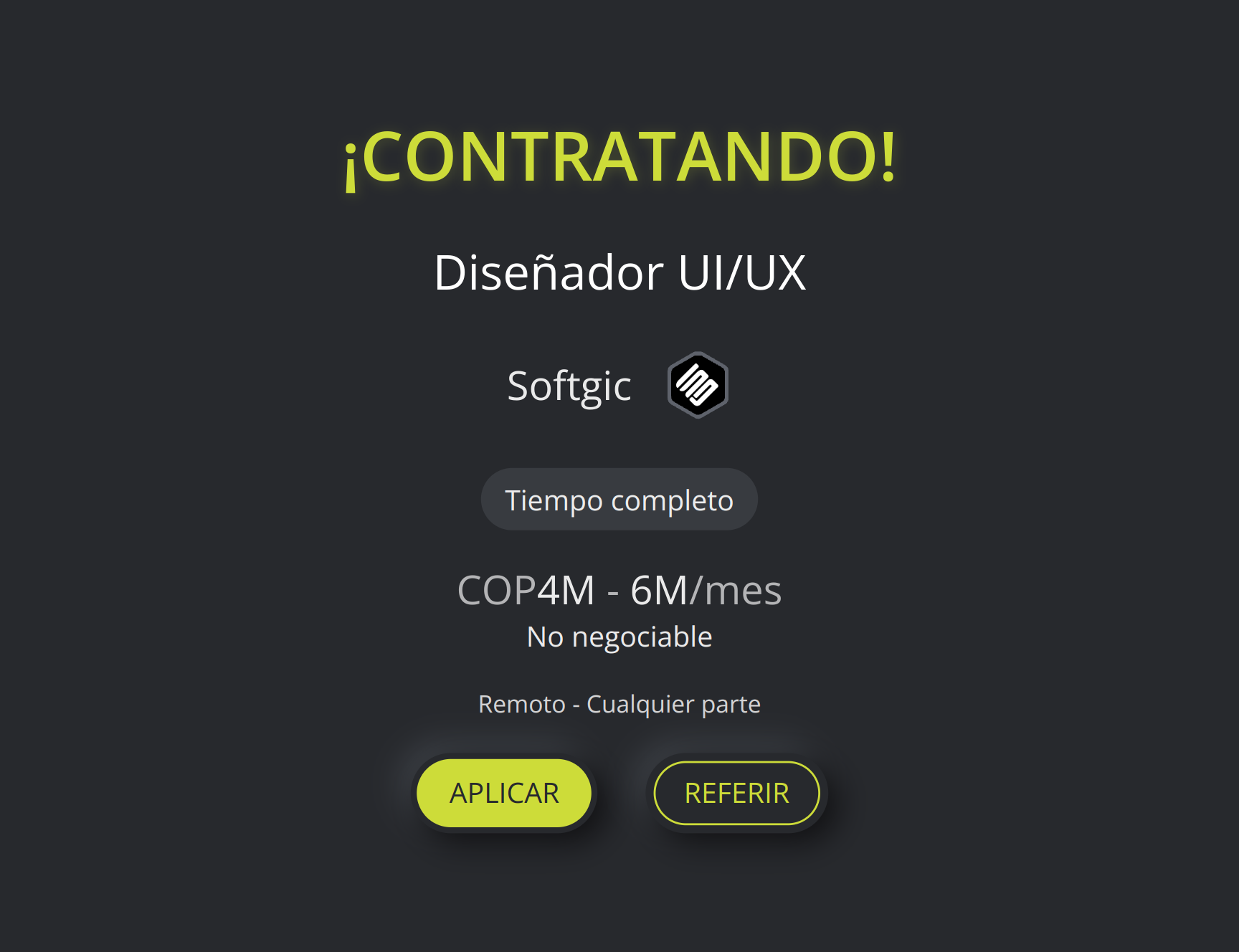 Diseñador UI/UX en Softgic | Torre