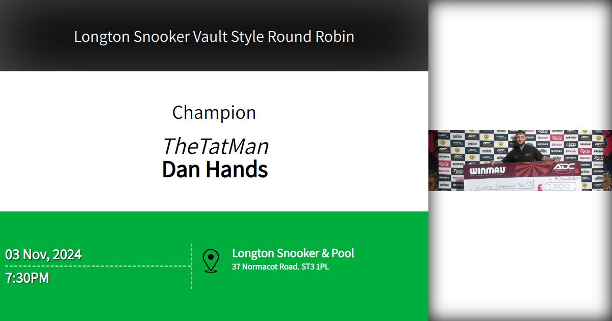 Longton Snooker Vault Style Round Robin