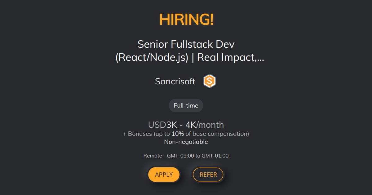 Senior Fullstack Dev (React/Node.js) | Real Impact, International Clients, Strong Team Culture ...