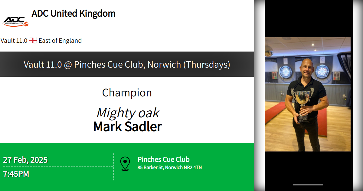 Vault 11.0 @ Pinches Cue Club, Norwich (Thursdays)