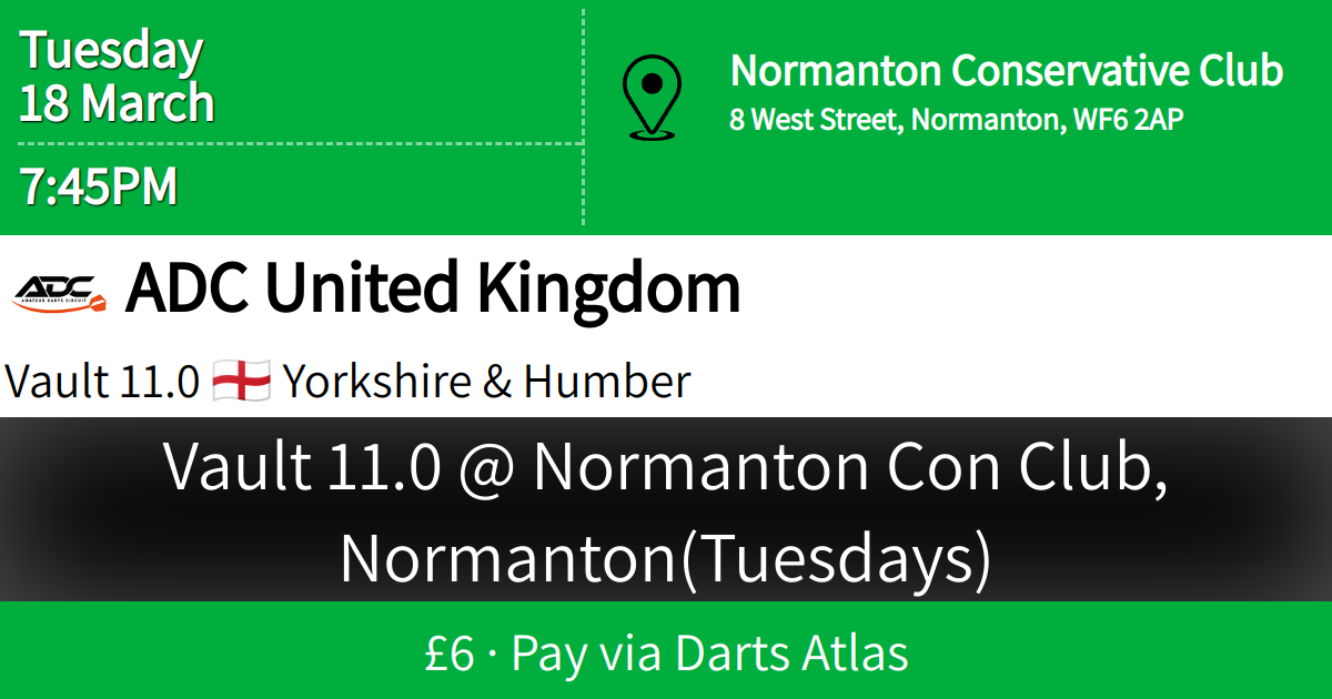 Vault 11.0 @ Normanton Con Club, Normanton(Tuesdays)