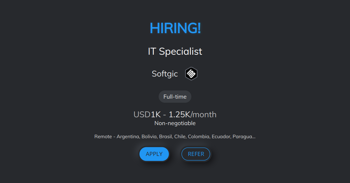 IT Specialist at Softgic | Torre