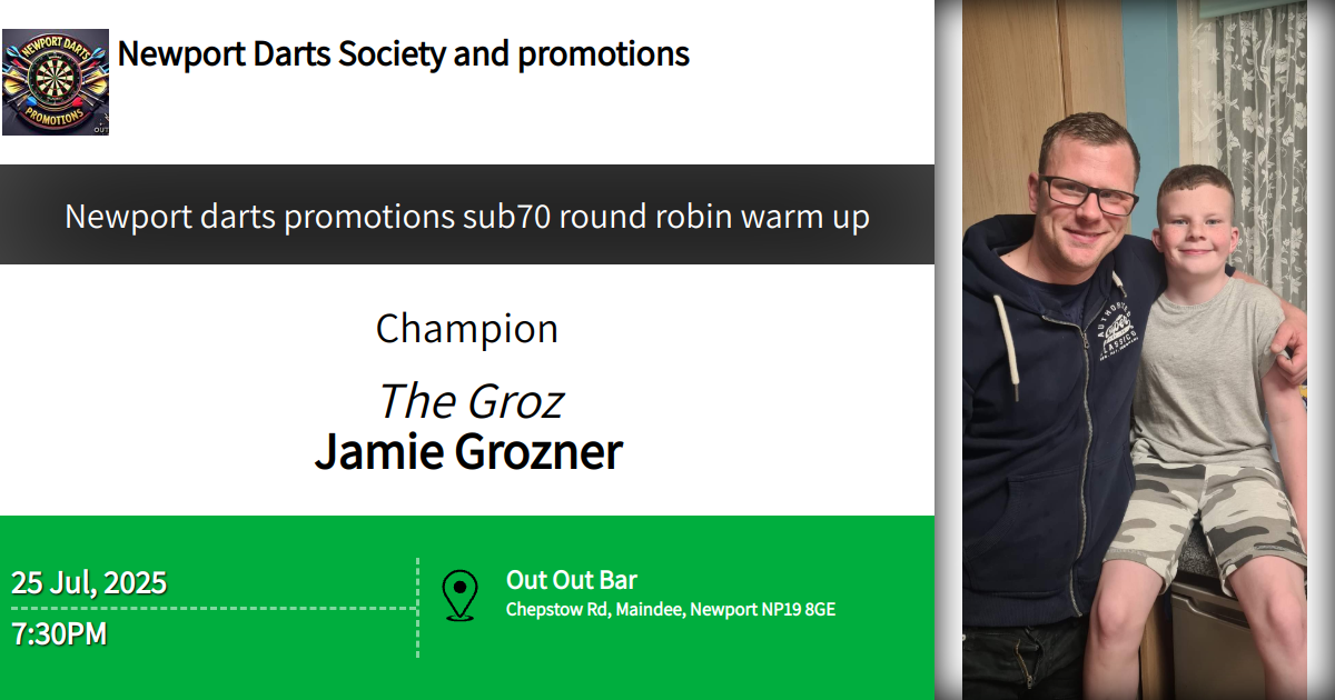 Newport darts promotions sub70 round robin warm up
