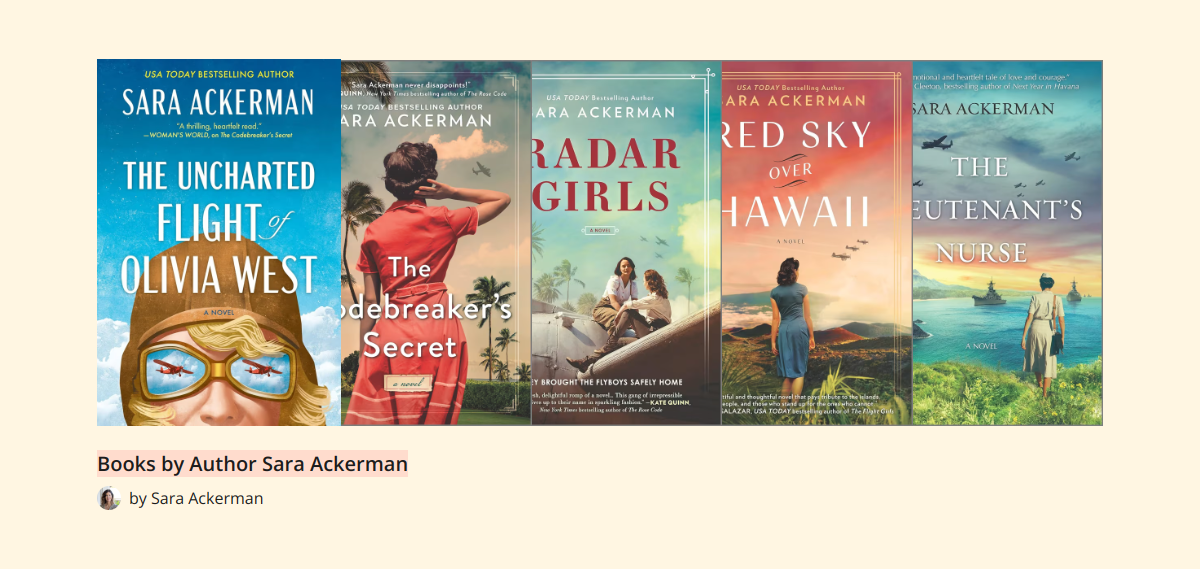 Books by Author Sara Ackerman | Booklisti