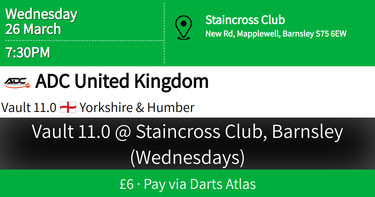 Vault 11.0 @ Staincross Club, Barnsley (Wednesdays)