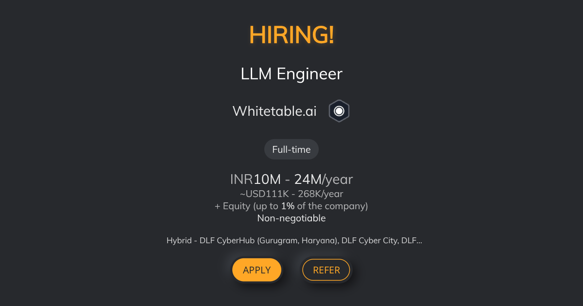 LLM Engineer at Whitetable.ai | Torre