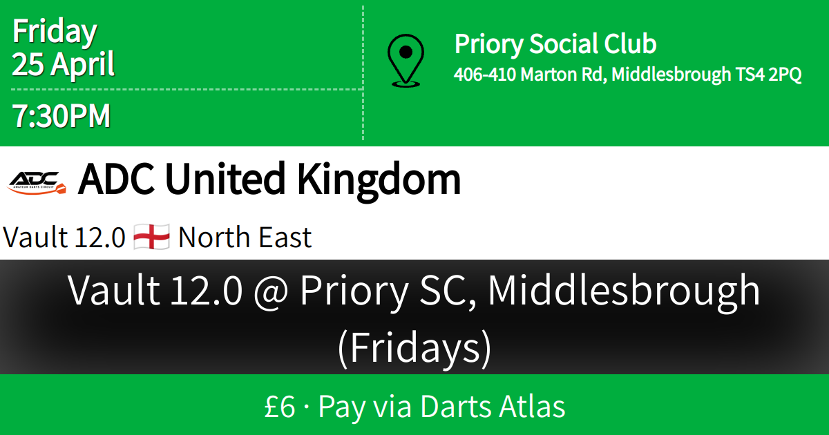 Vault 12.0 @ Priory SC, Middlesbrough (Fridays)