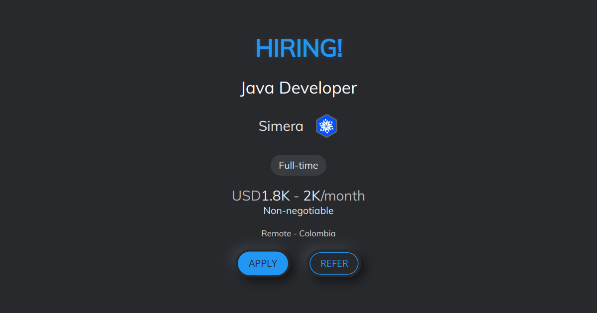 Java Developer at Simera | Torre
