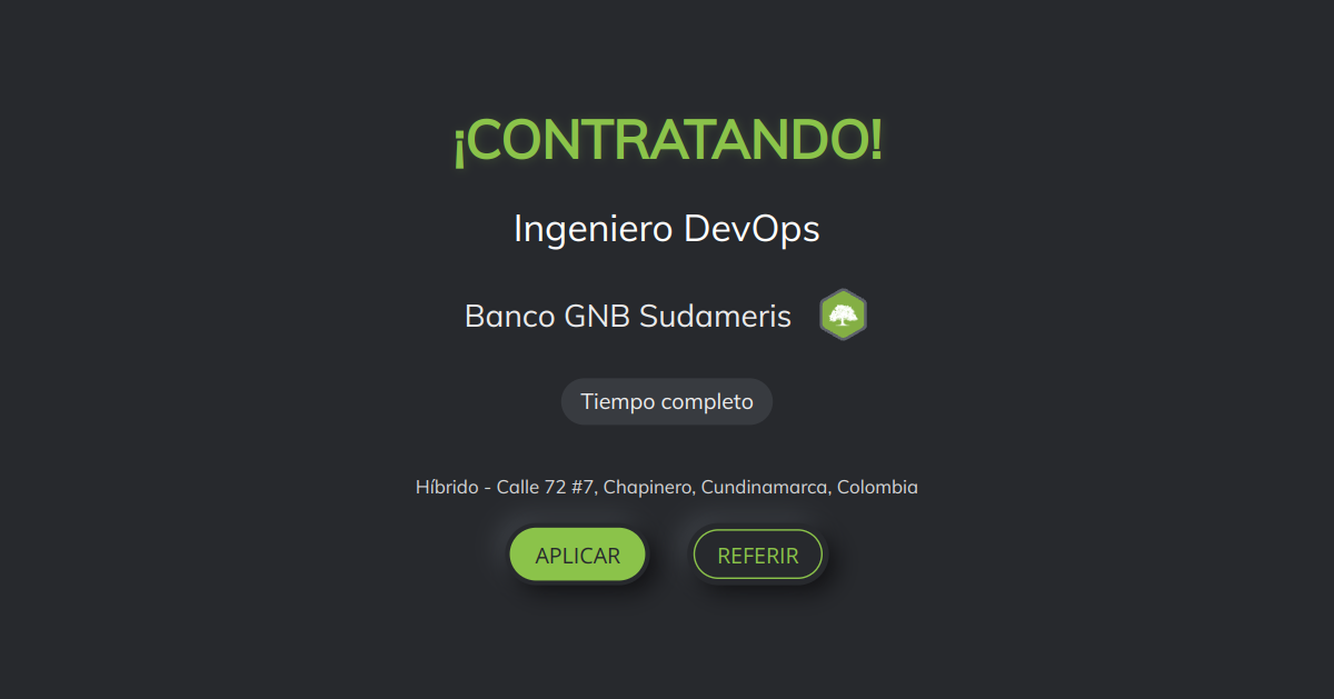 Ingeniero DevOps en Banco GNB Sudameris | Torre
