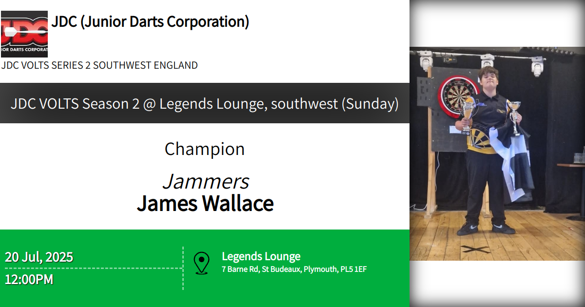 JDC VOLTS Season 2 @ Legends Lounge, southwest (Sunday)