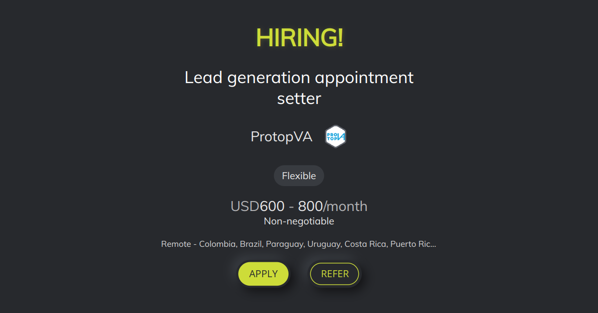 Lead generation appointment setter at ProtopVA | Torre
