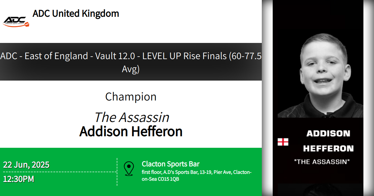 ADC - East of England - Vault 12.0 - LEVEL UP Rise Finals (60-77.5 Avg)