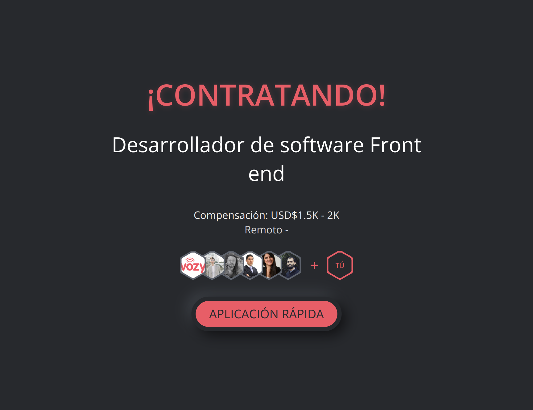 Desarrollador de software Front end en Vozy | Torre