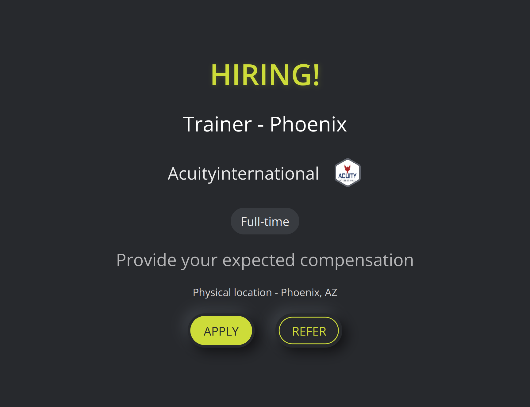 Trainer - Phoenix at Acuityinternational | Torre