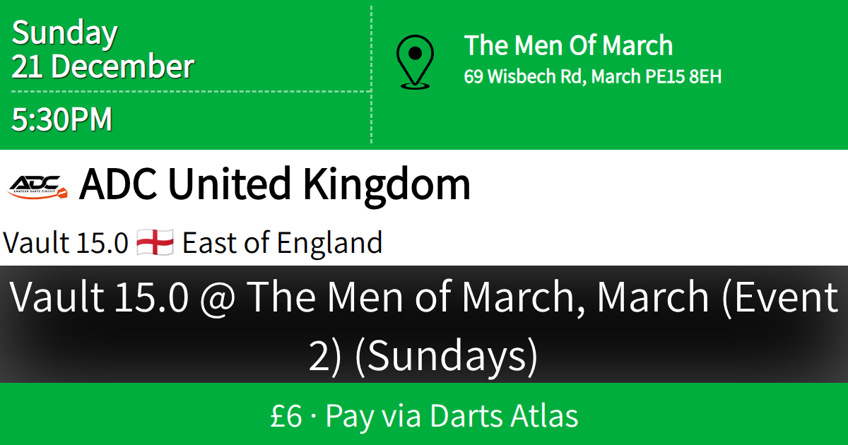 Vault 15.0 @ The Men of March, March (Event 2) (Sundays)
