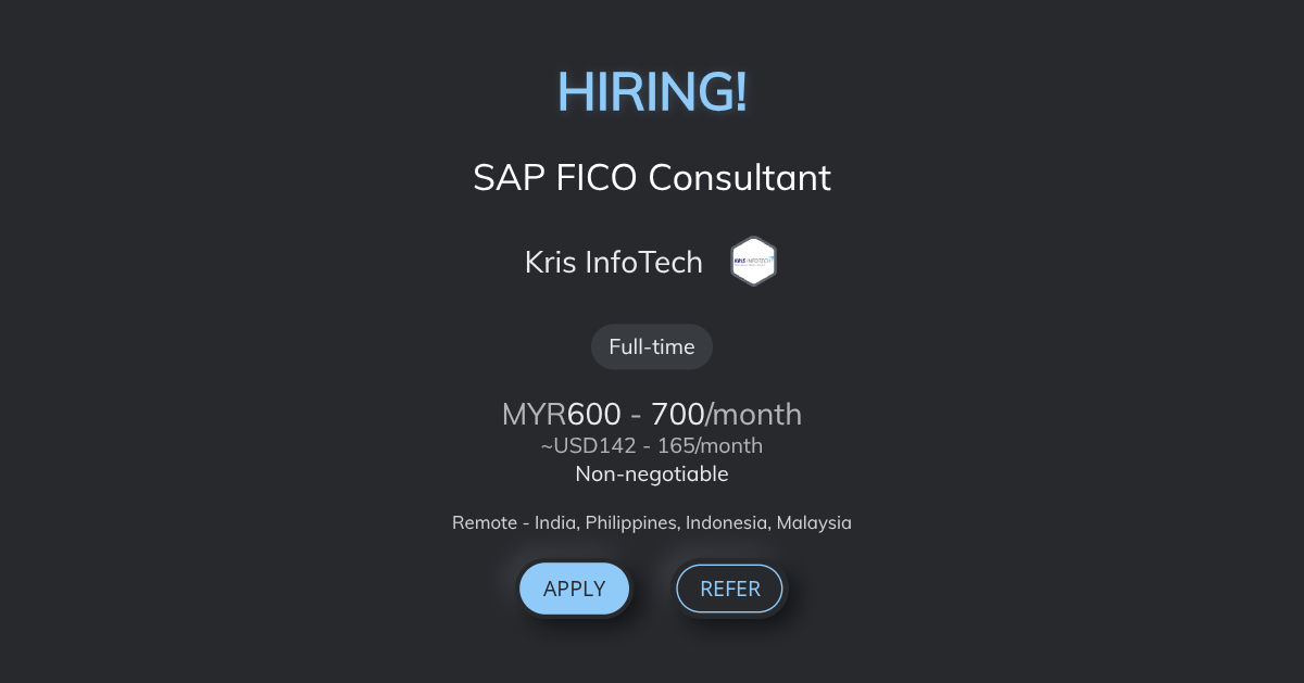SAP FICO Consultant at Kris InfoTech | Torre