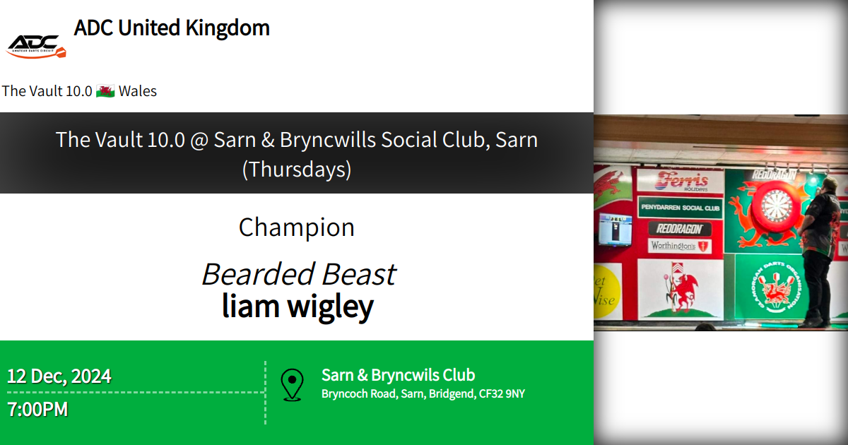 The Vault 10.0 @ Sarn & Bryncwills Social Club, Sarn (Thursdays)