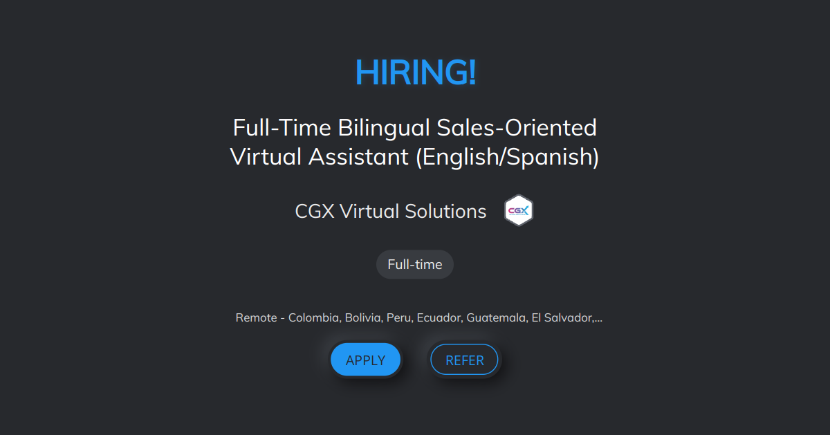 Full-Time Bilingual Sales-Oriented Virtual Assistant (English/Spanish ...