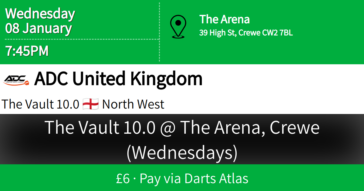 The Vault 10.0 @ The Arena, Crewe (Wednesdays)