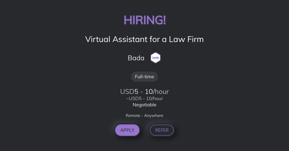 Virtual Assistant for a Law Firm at Bada | Torre