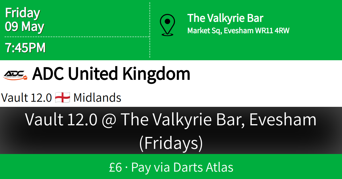Vault 12.0 @ The Valkyrie Bar, Evesham (Fridays)