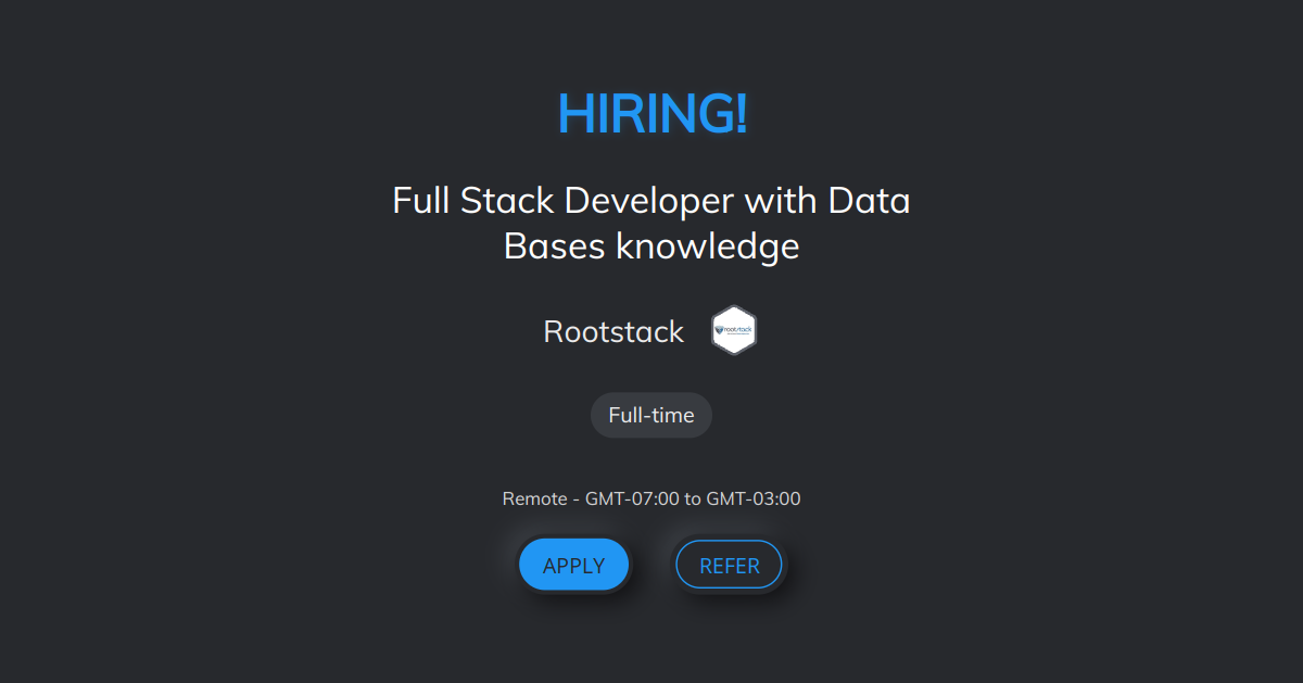 Full Stack Developer With Data Bases Knowledge At Rootstack Torre
