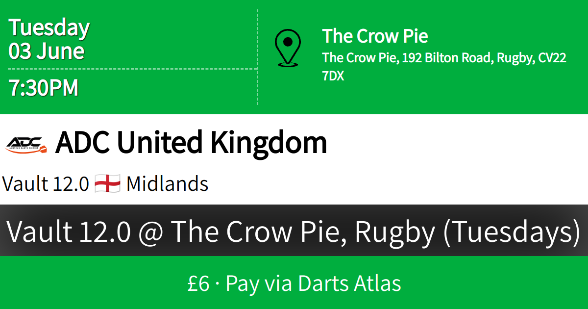 Vault 12.0 @ The Crow Pie, Rugby (Tuesdays)