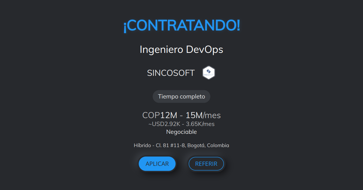 Ingeniero DevOps en SINCOSOFT | Torre