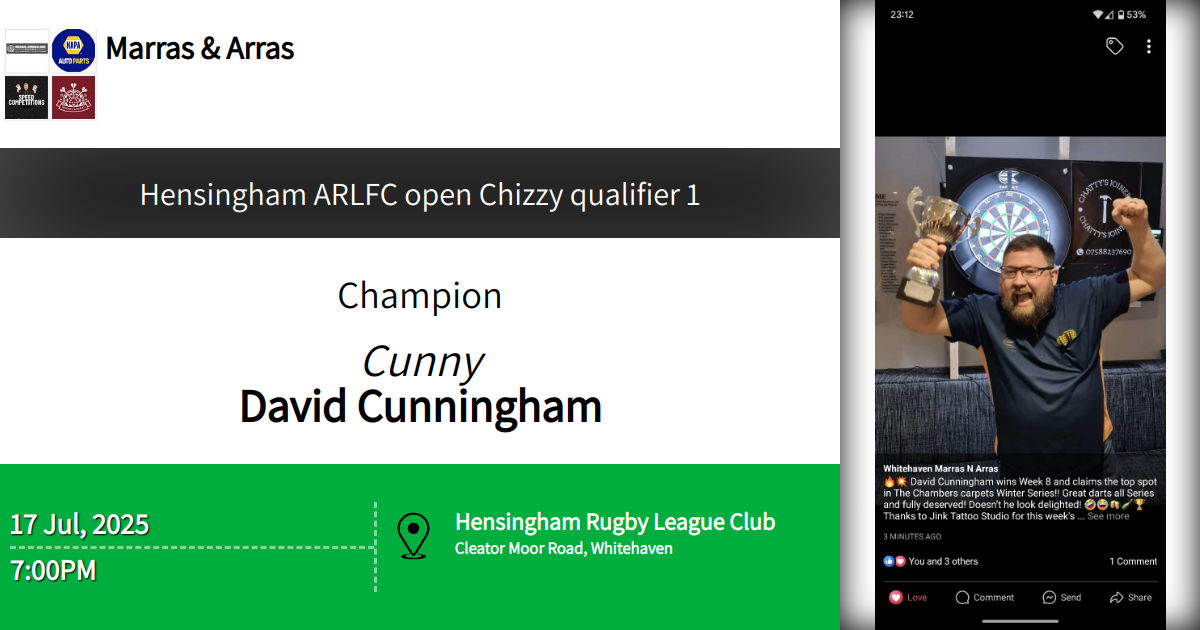 Hensingham ARLFC open Chizzy qualifier 1