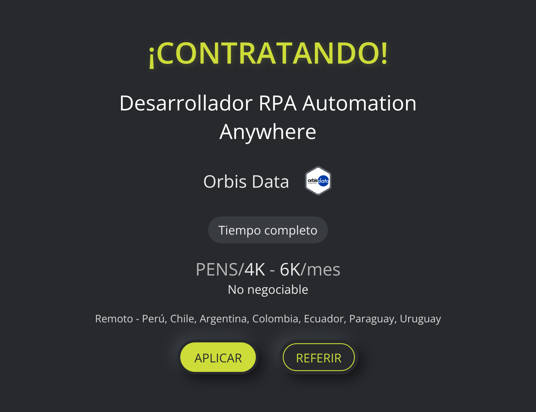 Desarrollador RPA Automation Anywhere en Orbis Data | Torre